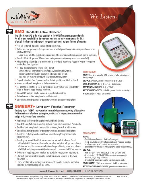 EM3 Handheld Active Detector - Wildlife Acoustics