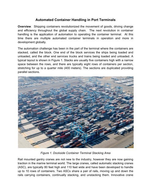 Automated Container Handling in Port Terminals - Tmeic.com Automated Container Handling in Port Terminals - Tmeic.com