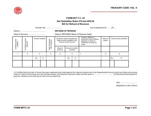Bill for Refund of Revenue - Mptreasury.org