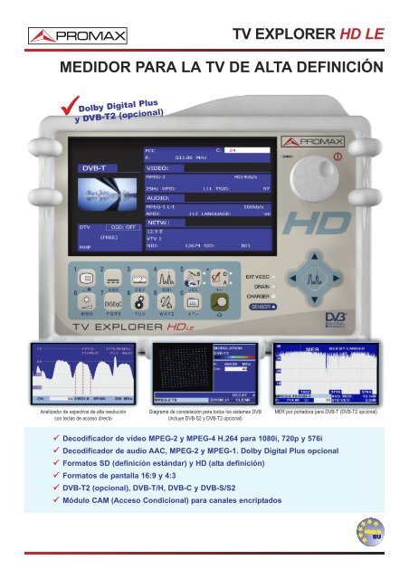 Medidor para la TV de alta definicion - TV Explorer HD LE - Promax