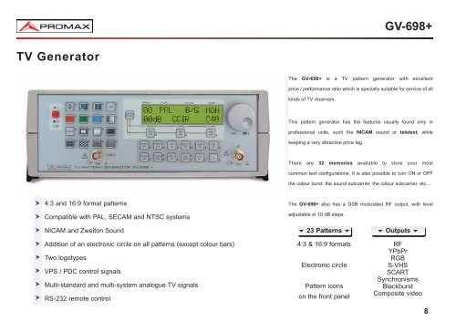 TV Generator - GV-698+ - Promax
