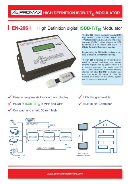 High definition ISDB-T/Tb modulator - EN-206 I - Promax