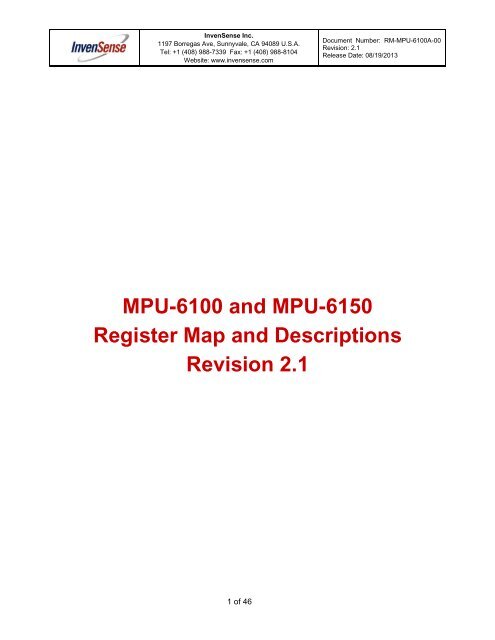 MPU-6100 and MPU-6150 Register Map and ... - InvenSense