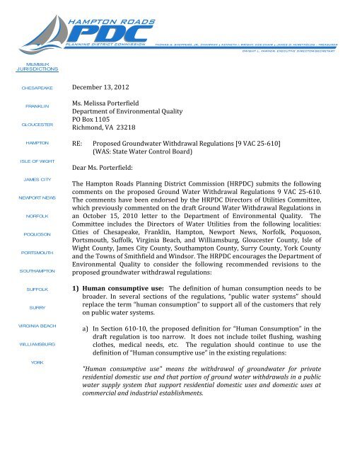 Comment Letter, Proposed Groundwater Withdrawal Regulations