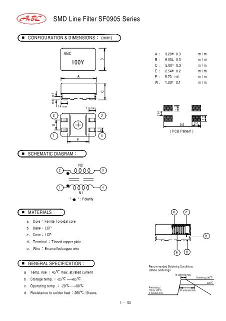 SMD Line Filter SF0905 Series - BB Electronic