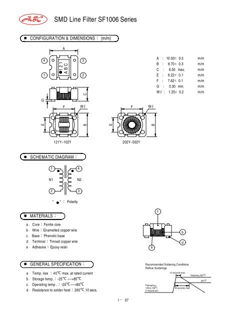 SMD Line Filter SF1006 Series - BB Electronic