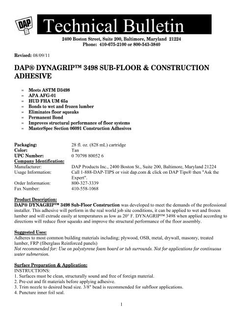 Tech Data - DAP Spec Line