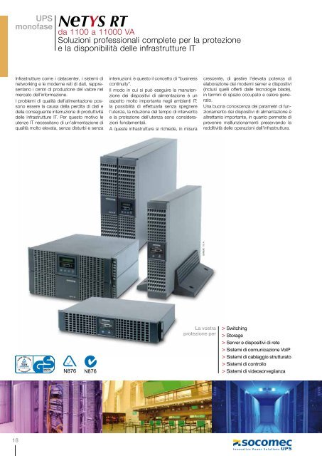 UPS monofase NeTYS RT da 1100 a 11000 VA ... - Socomec