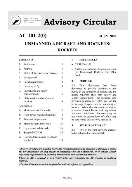 Advisory Circular AC 101-2(0) - Civil Aviation Safety Authority