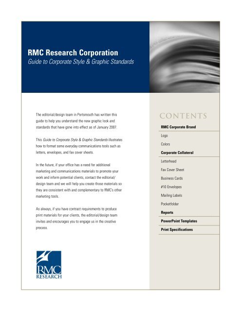 RMC style guide for Bob - RMC Research Corporation Portsmouth