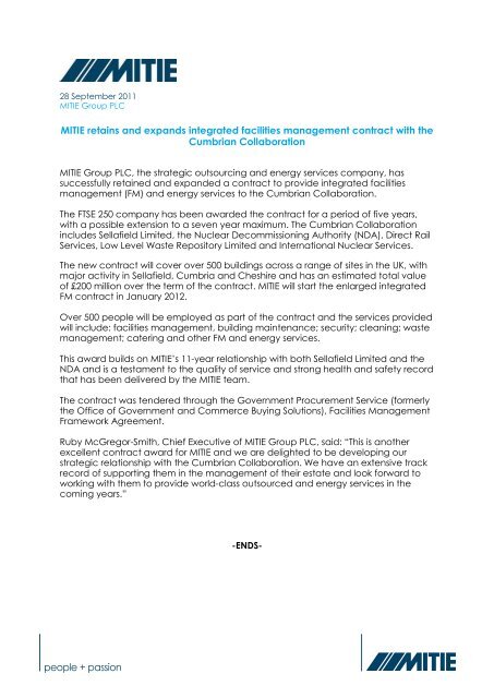 MITIE retains and expands integrated facilities management contract ...