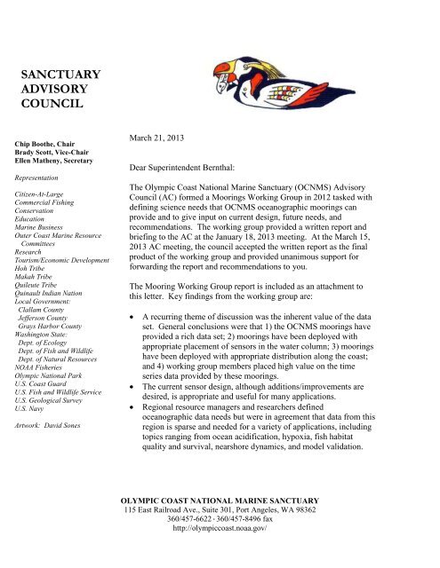 Support Letter for OCNMS Oceanographic Mooring Program