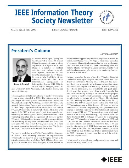 IEEE Information Theory Society Newsletter - Signal Processing and ...