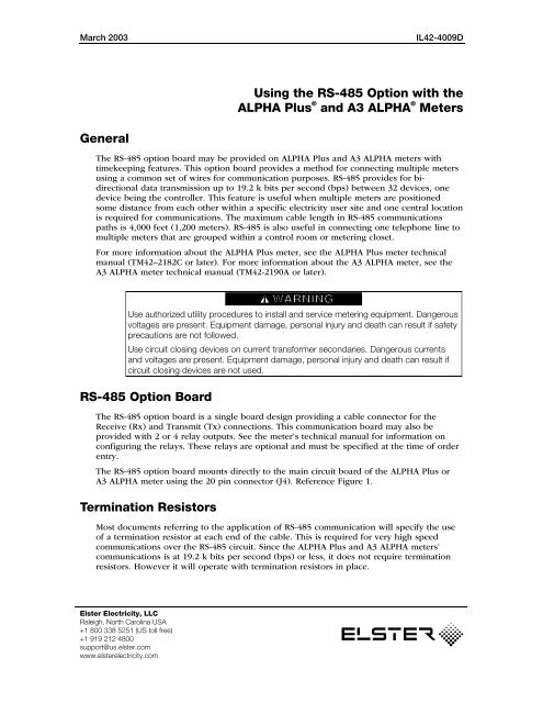 Using the RS-485 Option with the ALPHA PlusÂ® and A3 ALPHA ...