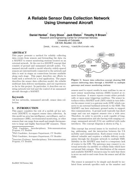 A Reliable Sensor Data Collection Network Using Unmanned Aircraft