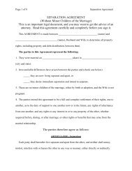 THE HEALING SEPARATION: AGREEMENT FORM - Ryan Kennedy
