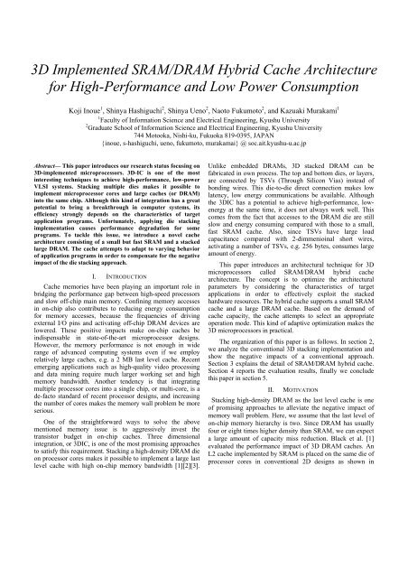 3D Implemented SRAM/DRAM Hybrid Cache Architecture for High ...