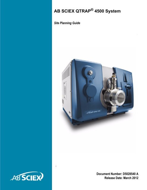 AB SCIEX QTRAP 4500 System Site Planning Guide