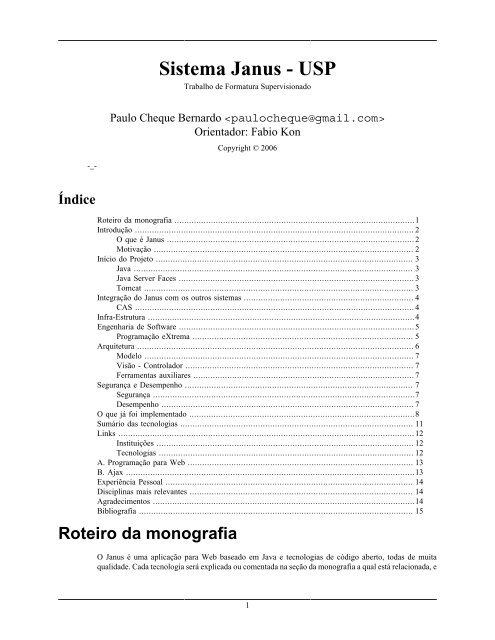 Sistema Janus - USP - Rede Linux IME-USP