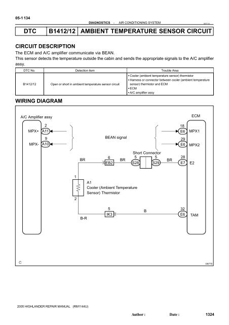 dtc b1412/12 ambient temperature sensor circuit - Highlander Club
