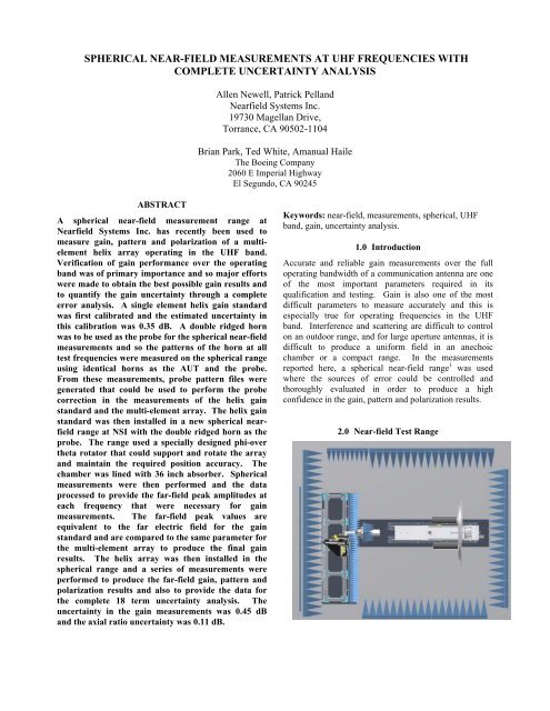 spherical near-field measurements at uhf frequencies with complete ...