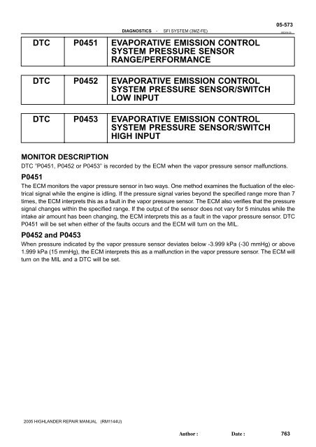 dtc p0451 evaporative emission control system ... - Highlander Club