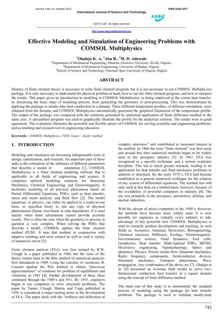 Effective Modeling and Simulation of Engineering Problems with