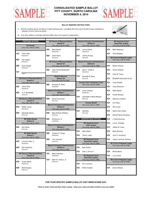 Sample Ballot - Pitt County Government