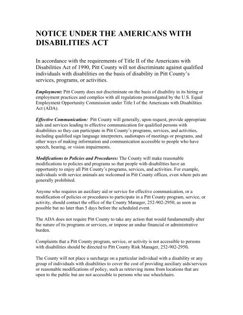 ada notice - Pitt County Government