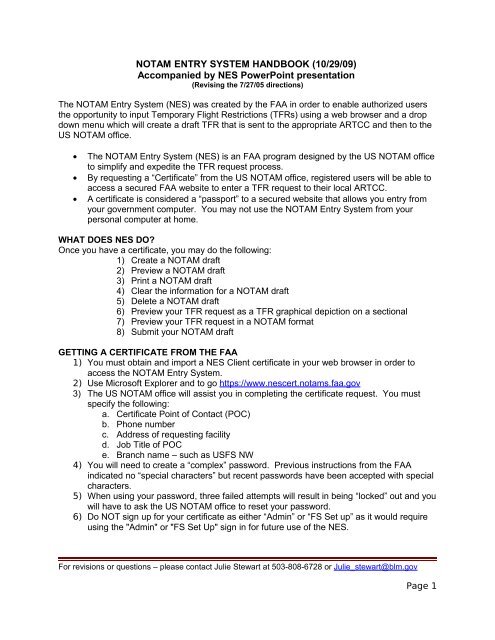 NOTAM ENTRY SYSTEM HANDBOOK - Interagency Airspace ...