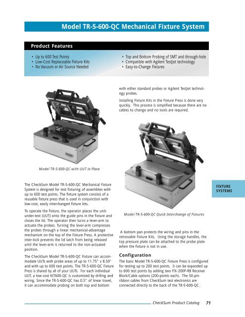 CheckSum Model TR-5-600-QC Mechanical Fixture Press