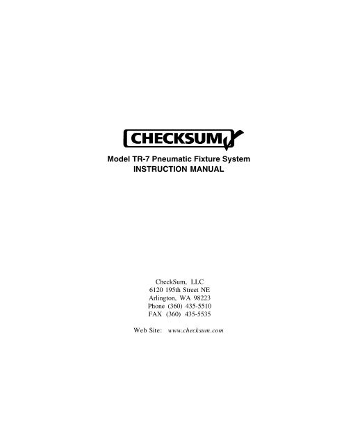 TR-7-1000-QC Fixture System Manual - CheckSum