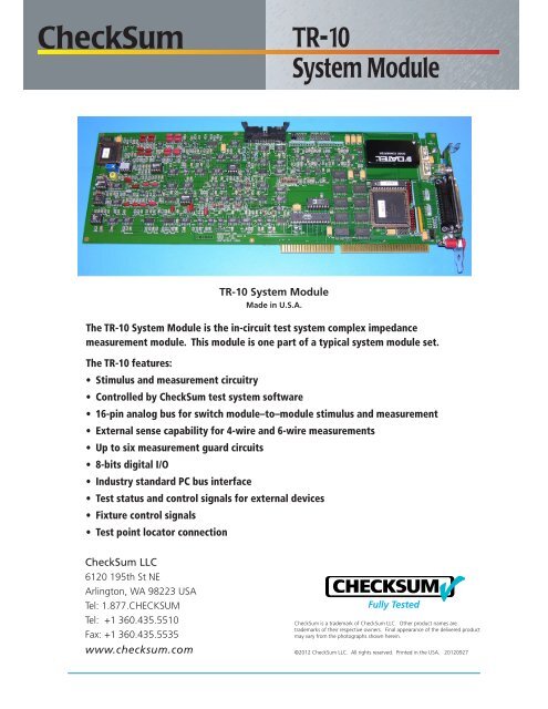 TR-10 System Module Data Sheet - CheckSum