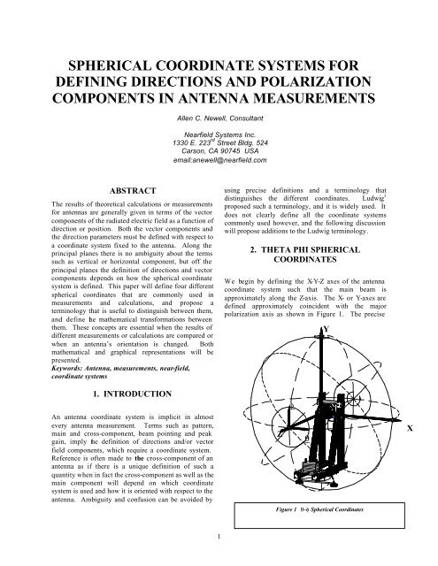 SPHERICAL COORDINATE SYSTEMS FOR DEFINING ...