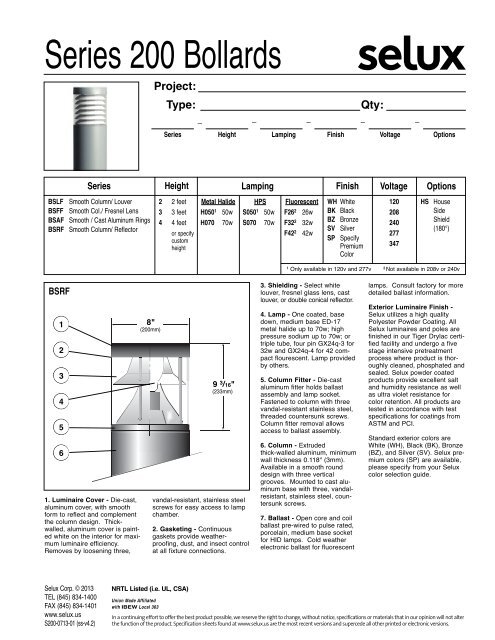 Series 200 Bollards [S200] selux.us