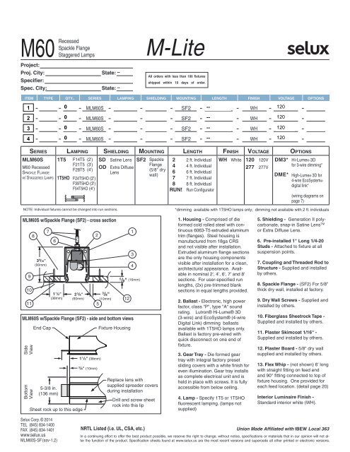 M60 Recessed Spackle Flange Staggered Lamp - Selux