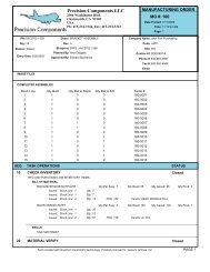Manufacturing Route Sheet - Component Control