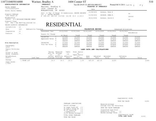 Standard Property Record Card - Hamilton County, Indiana