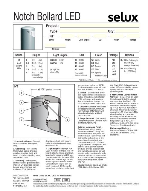 Notch Bollard LED [NT] selux.us