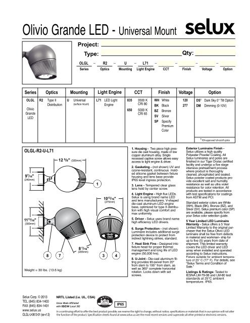 Olivio Grande LED - Universal Mount [OLGL-U] selux.us
