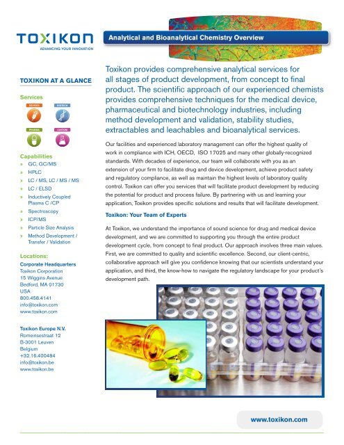 analytical overview - Toxikon Corporation