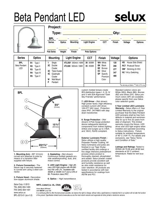 Beta Pendant LED [BPL] selux.us