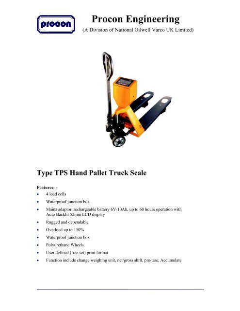 TPS Pallet Truck Weigher - Procon Engineering
