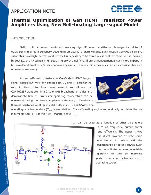 Thermal Optimization of GaN HEMT Transistor Power ... - Cree, Inc.
