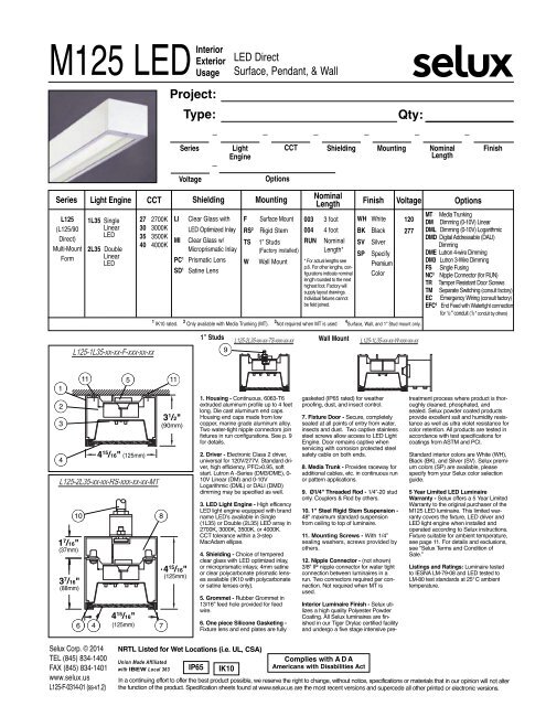 M125 LED Direct Surface, Pendant, & Wall [L125-F] selux.us