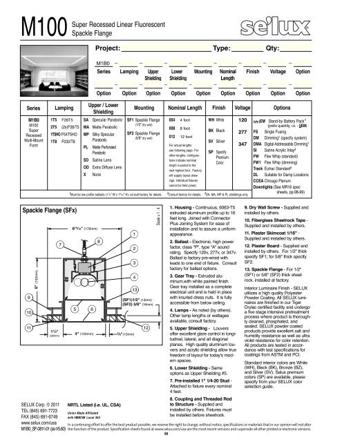M100Super Recessed Linear Fluorescent Spackle Flange - Selux