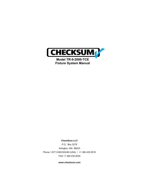 TR-9-2000-TCE Fixture System Manual - CheckSum