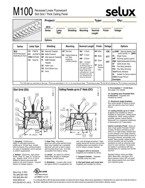 M100 Recessed Slot Grid/Thick Ceiling Panel - Selux