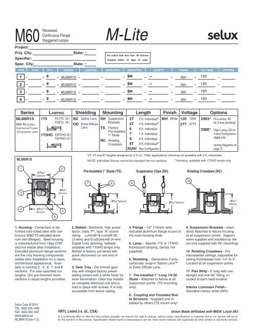 M60 Recessed Continuous Flange Staggered Lamp - Selux