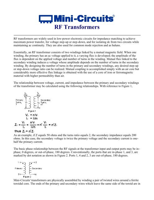 RF Transformers - Mini Circuits